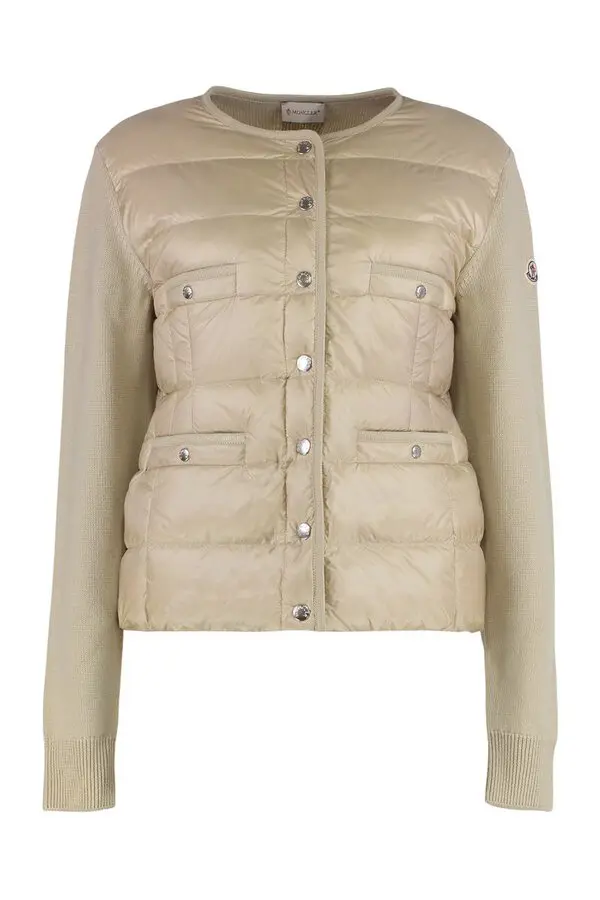 Moncler Padded Front Panel Cardigan - Beige