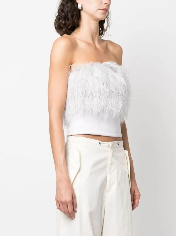 Patrizia Pepe Fur-detailing Strapless Top