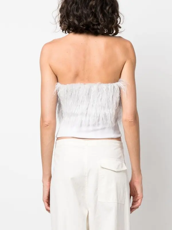 Patrizia Pepe Fur-detailing Strapless Top