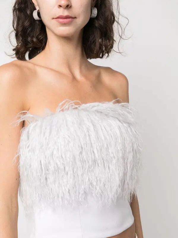 Patrizia Pepe Fur-detailing Strapless Top