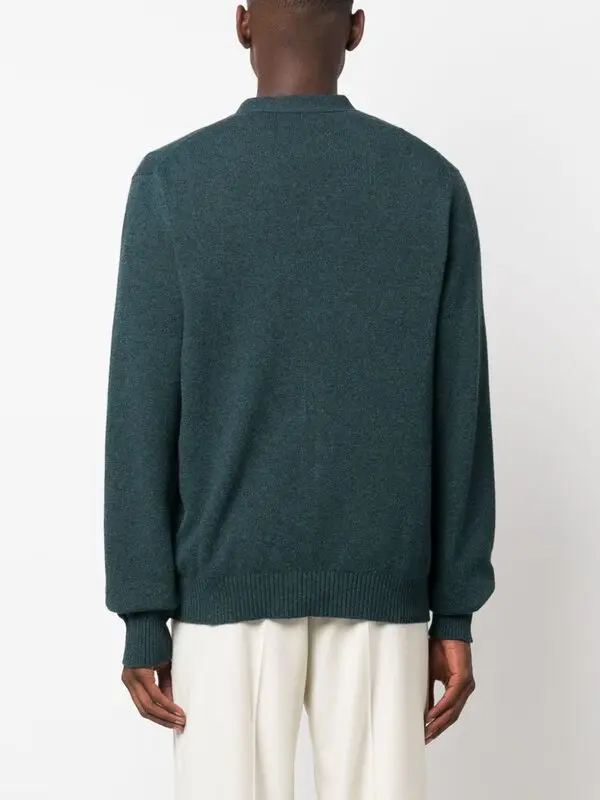 BARRIE B Label Logo-embroidered Cashmere Cardigan - Green