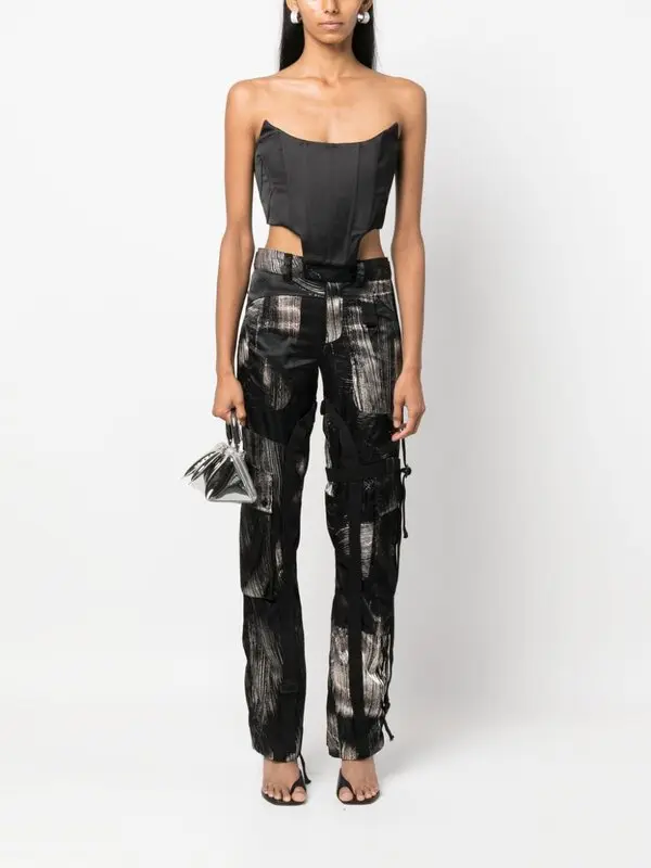 Giuseppe Di Morabito Strapless Satin Corset Top - Black