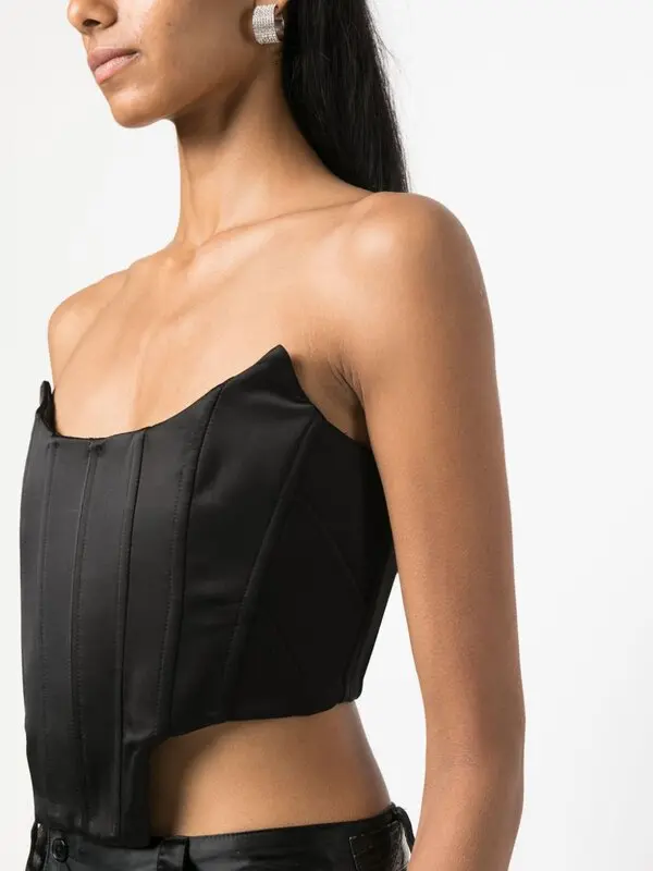 Giuseppe Di Morabito Strapless Satin Corset Top - Black