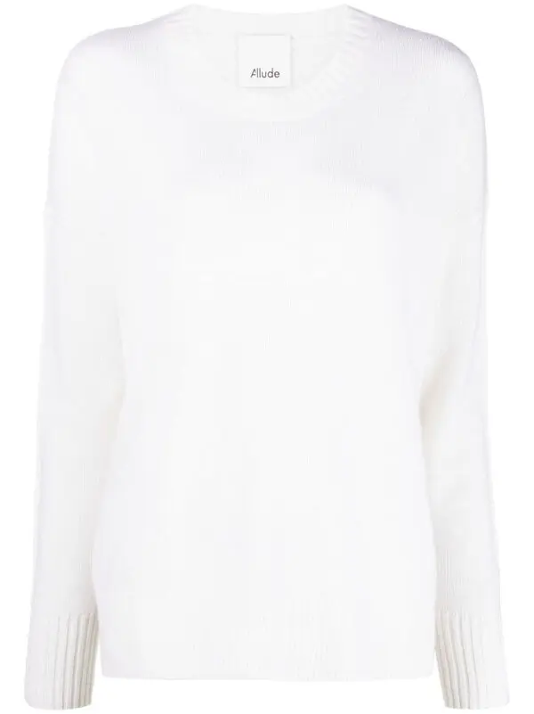 ALLUDE Drop-shoulder Cashmere Jumper - White