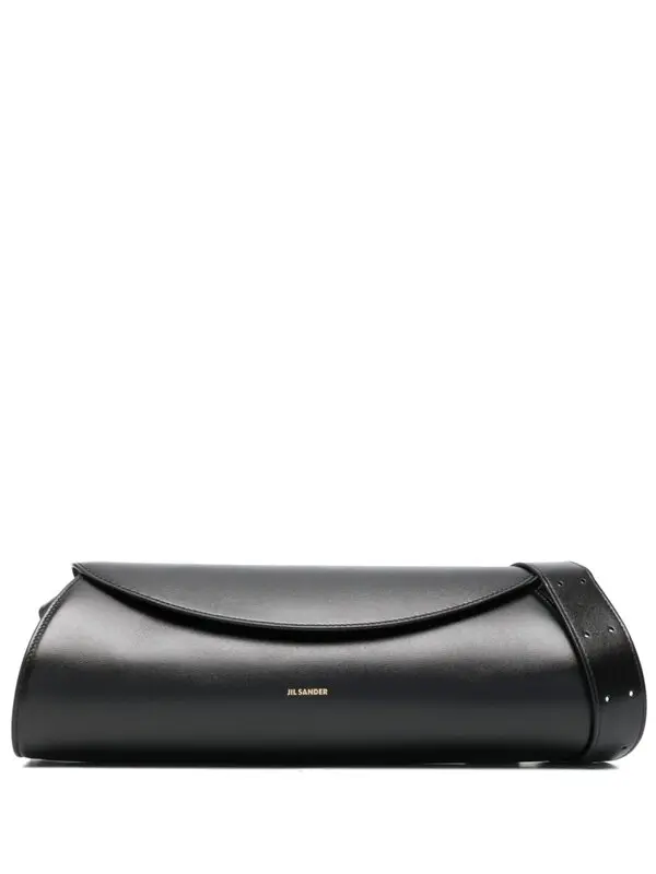 JIL SANDER Large Cannolo Leather Shoulder Bag - Black