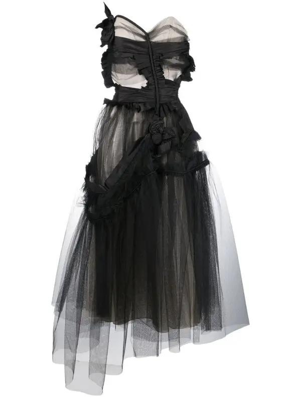 MAISON MARGIELA Décortiqué Corset-style Tulle Dress - Black