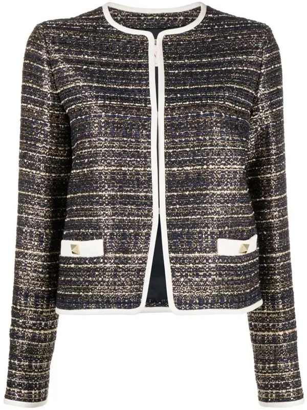 Valentino Garavani Tweed Party Long-sleeve Jacket - Blue