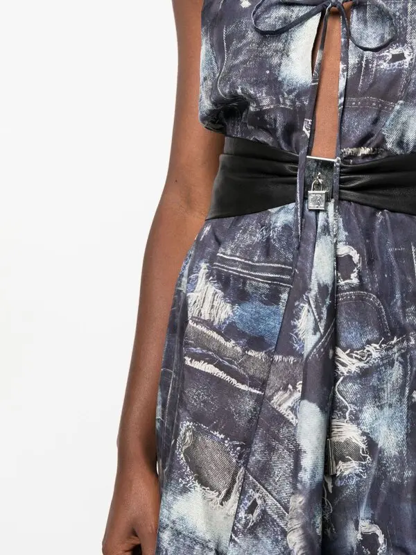 richmond denim dress John Richmond Denim-Print Dress In Blue - 63% Off