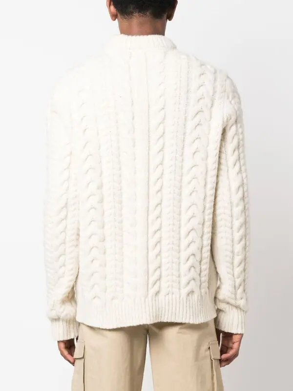 Philipp Plein Skull-embroidered Cable-knit Sweatshirt - White