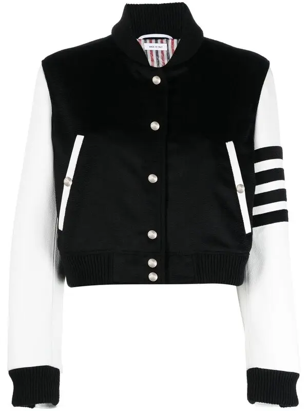Thom Browne Varsity Panelled Bomber Jacket - Black