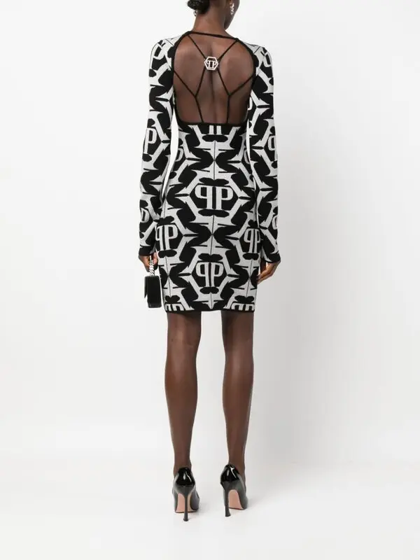 Philipp Plein Hexagon Monogram-jacquard Lurex Minidress