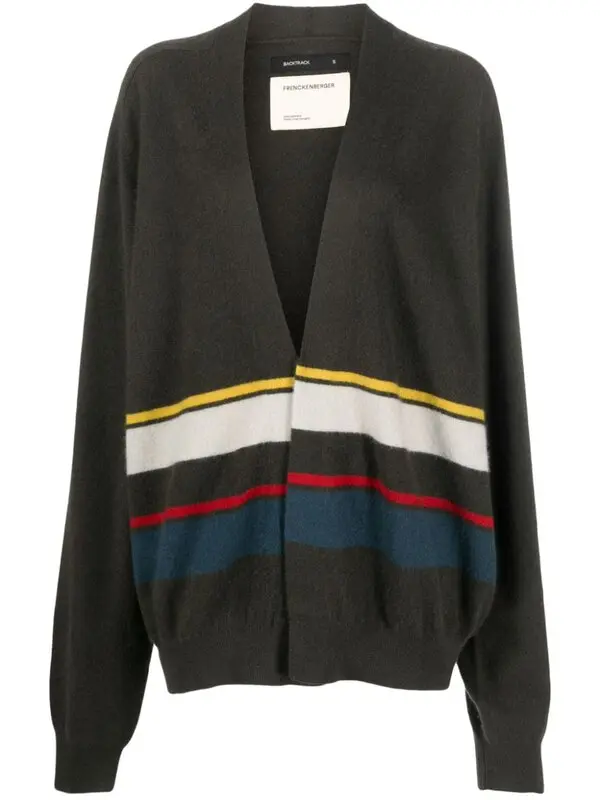 Frenckenberger Stripe-pattern Cashmere Cardigan
