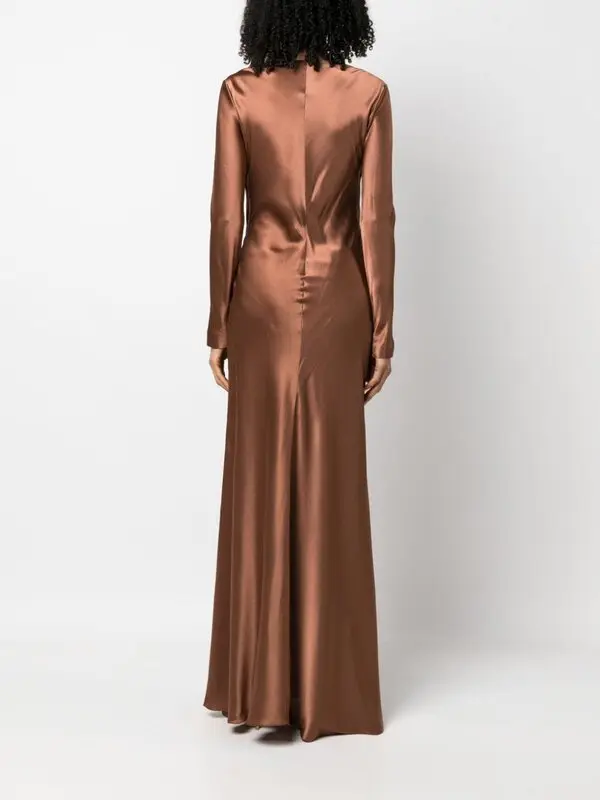 Alberta Ferretti Draped Wrap-effect Satin Maxi Dress