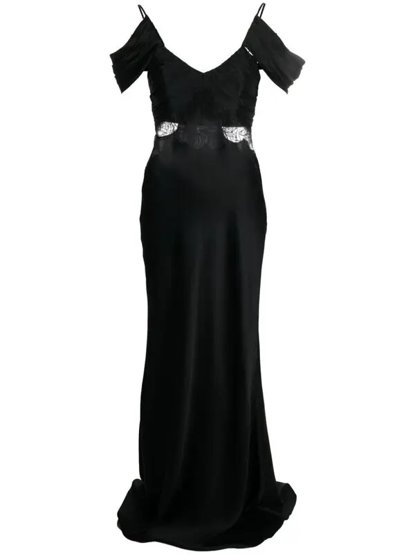 Alberta Ferretti Lace-detail Off-shoulder Gown