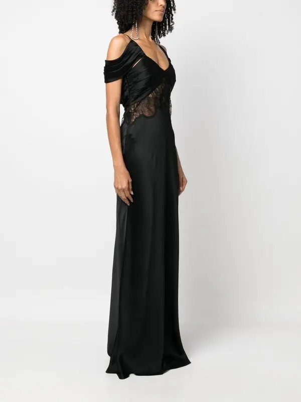 Alberta Ferretti Lace-detail Off-shoulder Gown