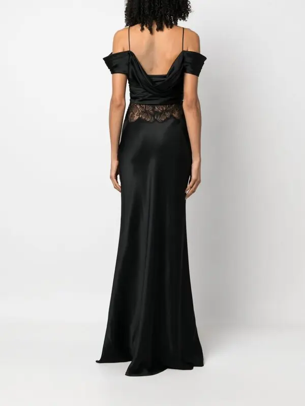 Alberta Ferretti Lace-detail Off-shoulder Gown