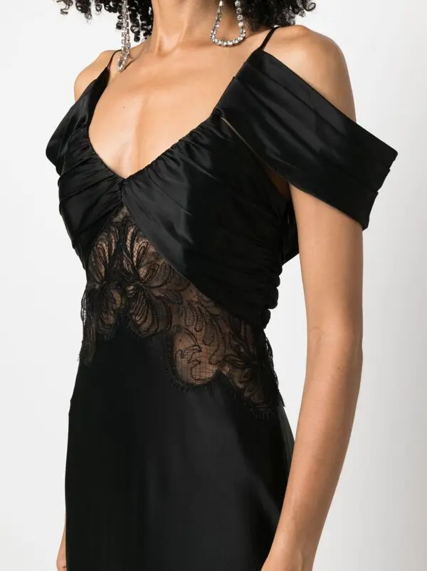 Alberta Ferretti Lace-detail Off-shoulder Gown