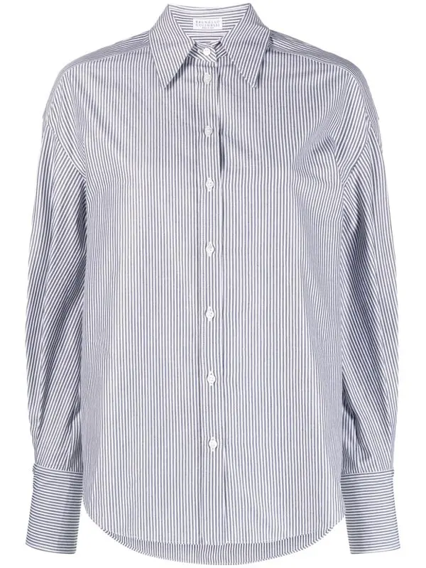 Brunello Cucinelli Pinstriped Cotton-blend Shirt