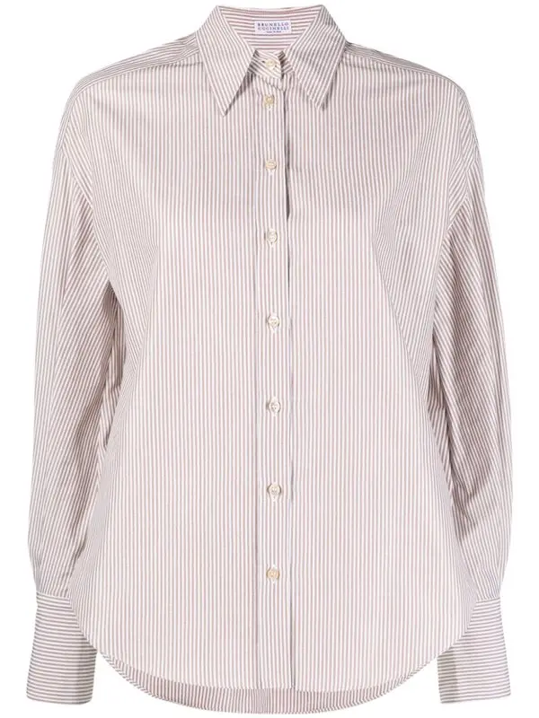 Brunello Cucinelli Pinstriped Cotton-blend Shirt