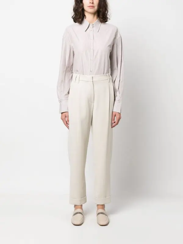 Brunello Cucinelli Pinstriped Cotton-blend Shirt