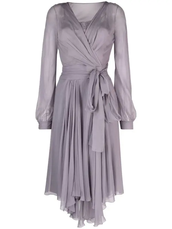 Alberta Ferretti Asymmetric Midi Wrap Dress - Purple