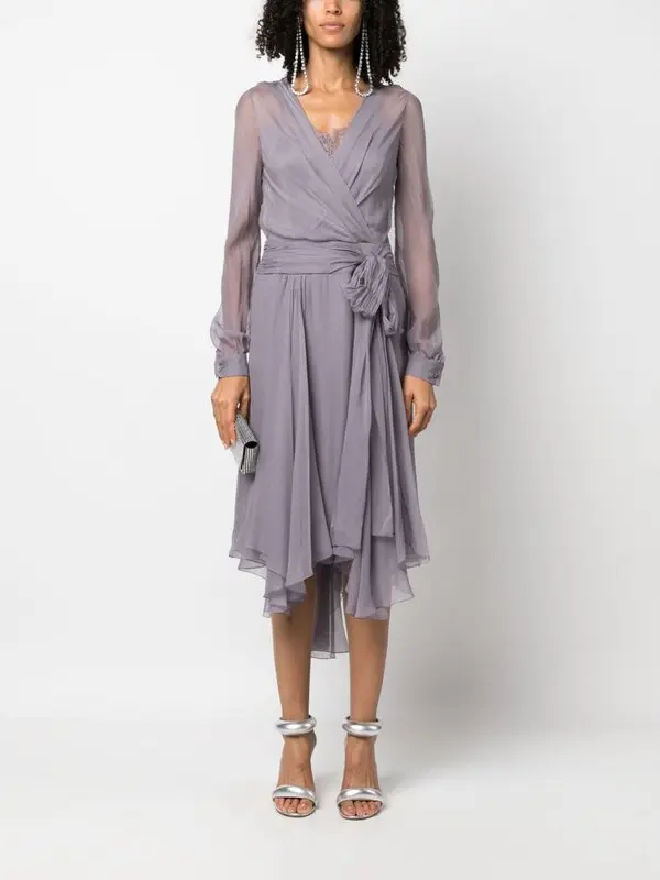 Alberta Ferretti Asymmetric Midi Wrap Dress