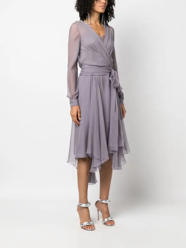 Alberta Ferretti Asymmetric Midi Wrap Dress