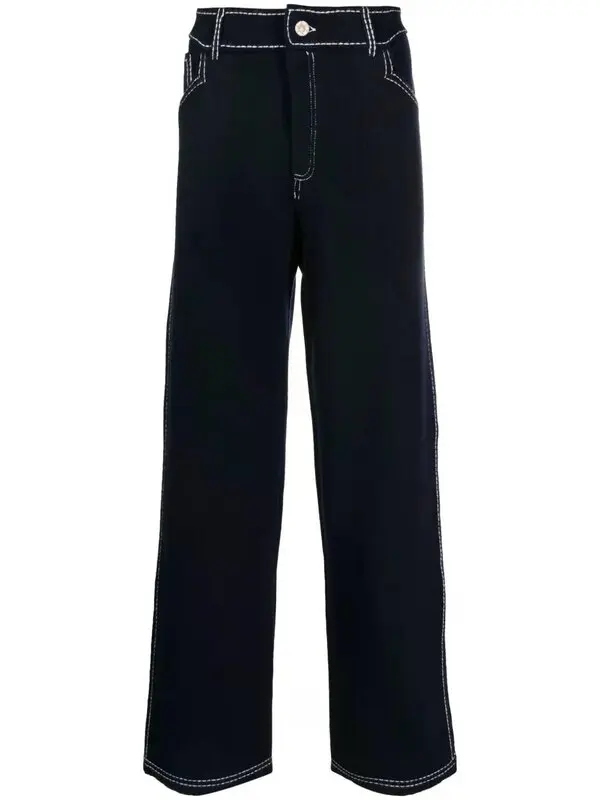 BARRIE Contrast-stitching Denim-effect Trousers - Blue