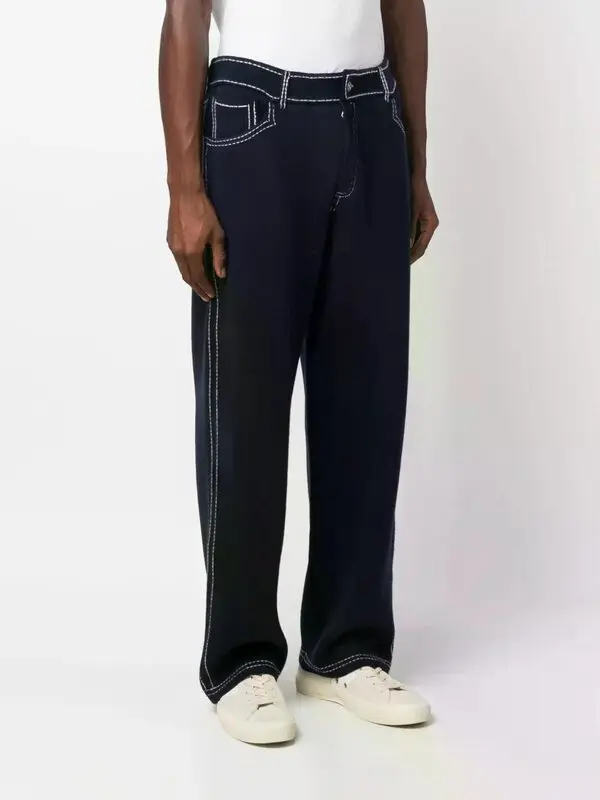 BARRIE Contrast-stitching Denim-effect Trousers - Blue