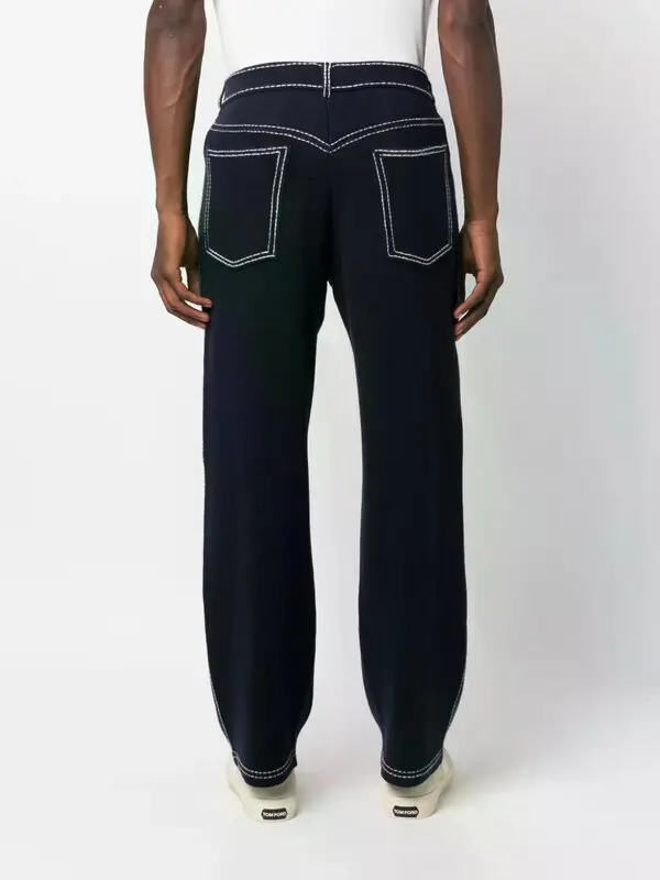 BARRIE Contrast-stitching Denim-effect Trousers - Blue