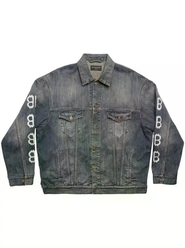 Balenciaga Logo-print Denim Jacket - Blue