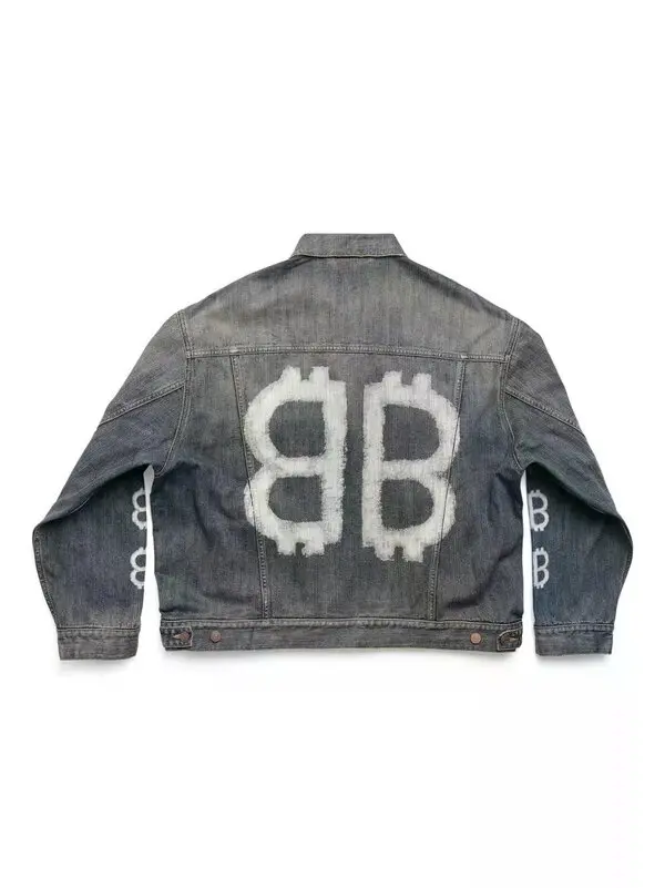 Balenciaga Logo-print Denim Jacket - Blue