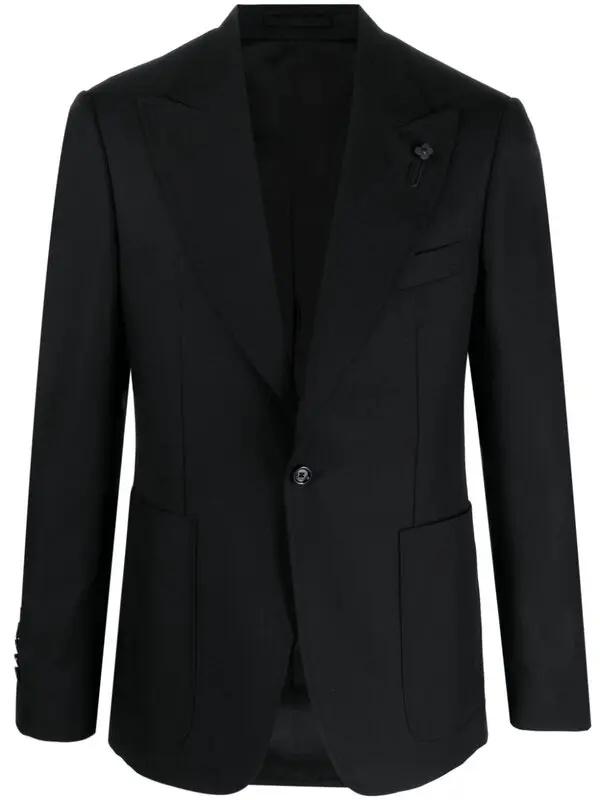 LARDINI Safety Pin-detail Single-breasted Blazer - Black