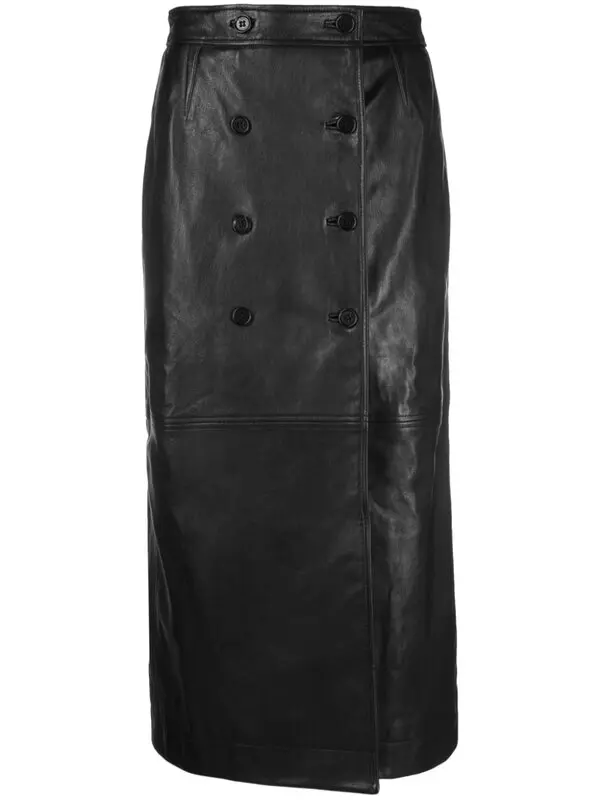 Alberta Ferretti Pencil Leather Midi Skirt