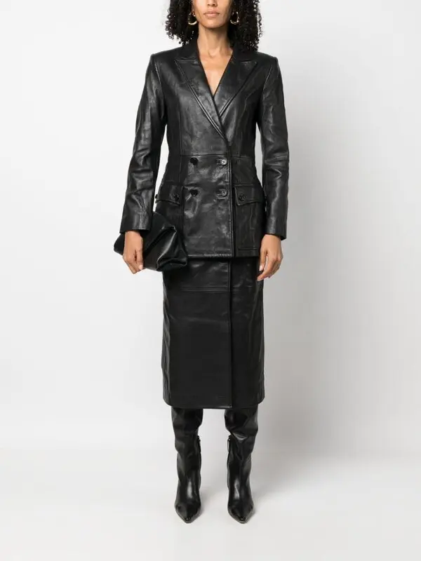 Alberta Ferretti Pencil Leather Midi Skirt