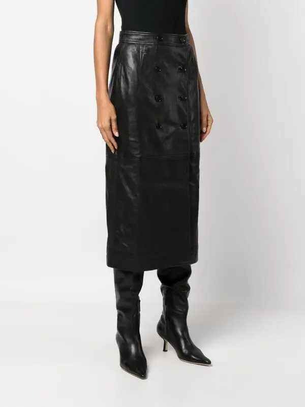 Alberta Ferretti Pencil Leather Midi Skirt