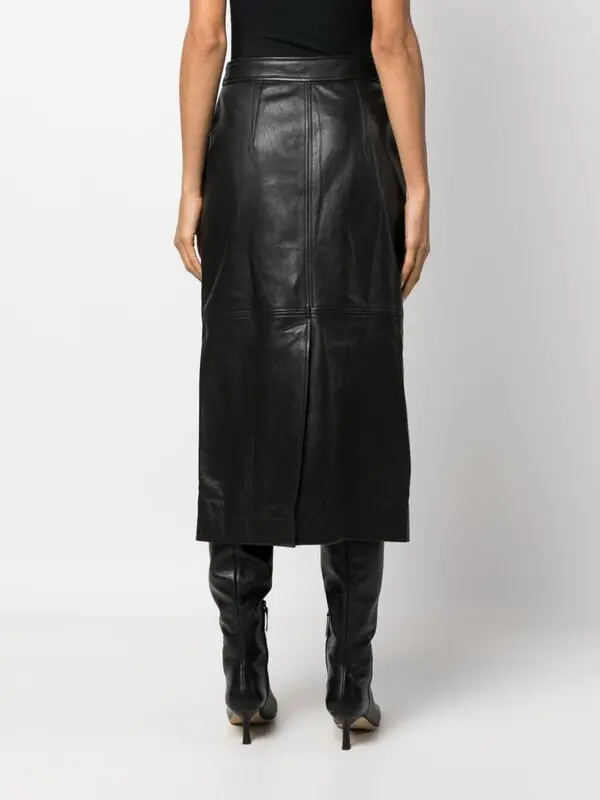 Alberta Ferretti Pencil Leather Midi Skirt