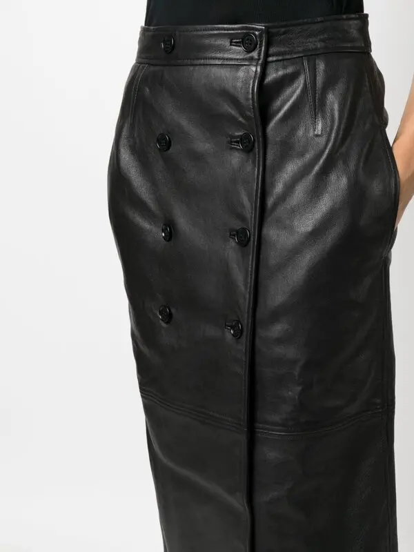 Alberta Ferretti Pencil Leather Midi Skirt