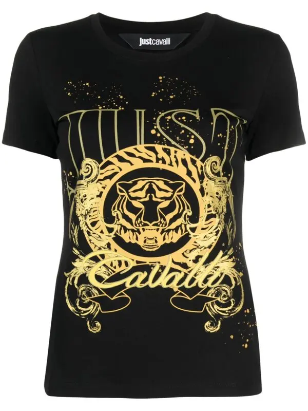 Just Cavalli Tiger Head Cotton T-shirt - Black