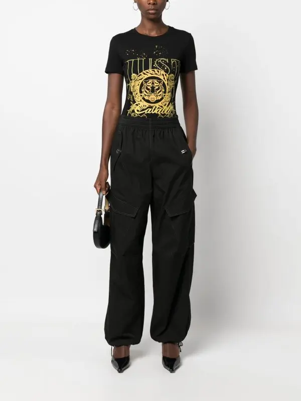 Just Cavalli Tiger Head Cotton T-shirt - Black