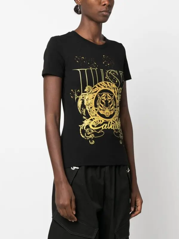 Just Cavalli Tiger Head Cotton T-shirt - Black