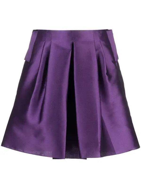 Alberta Ferretti Bow-detail Pleated Satin Shorts
