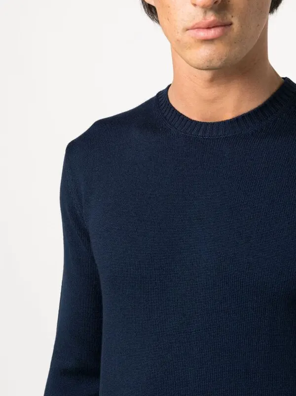 BALLANTYNE Round-neck Wool Jumper - Blue