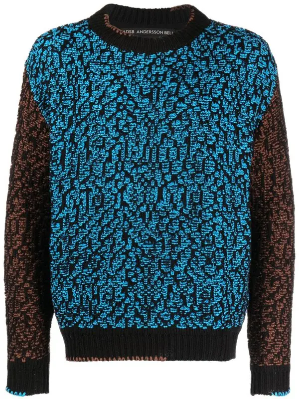 Andersson Bell Intarsia-knit Crew-neck Sweatshirt - Blue