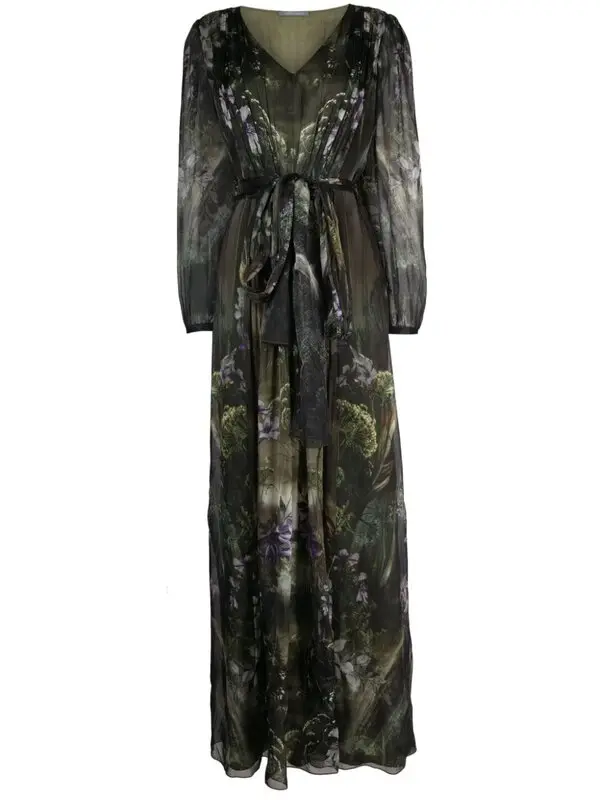 Alberta Ferretti Winter Garden-print Silk Maxi Dress