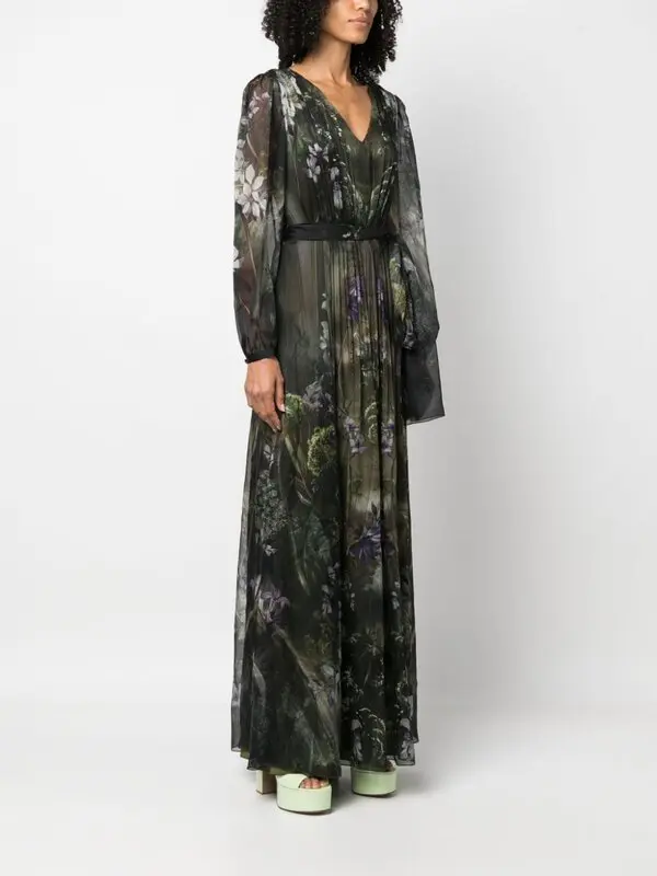 Alberta Ferretti Winter Garden-print Silk Maxi Dress