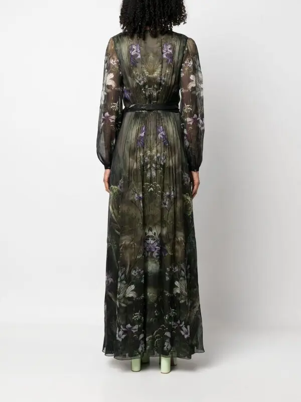 Alberta Ferretti Winter Garden-print Silk Maxi Dress