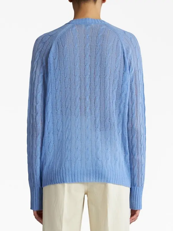 Etro Pegaso-motif Cable-knit Cardigan
