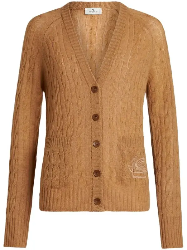 Etro Pegaso-motif Cable-knit Cardigan