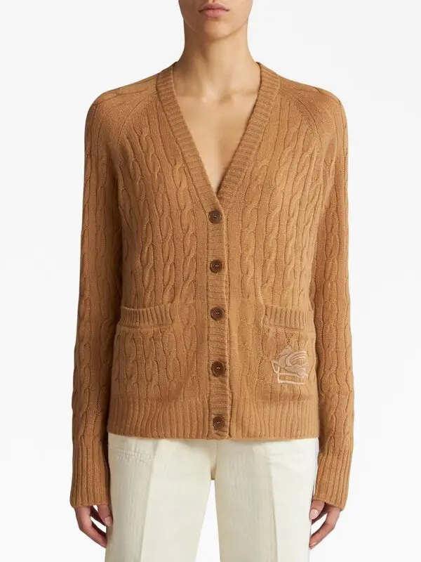 Etro Pegaso-motif Cable-knit Cardigan